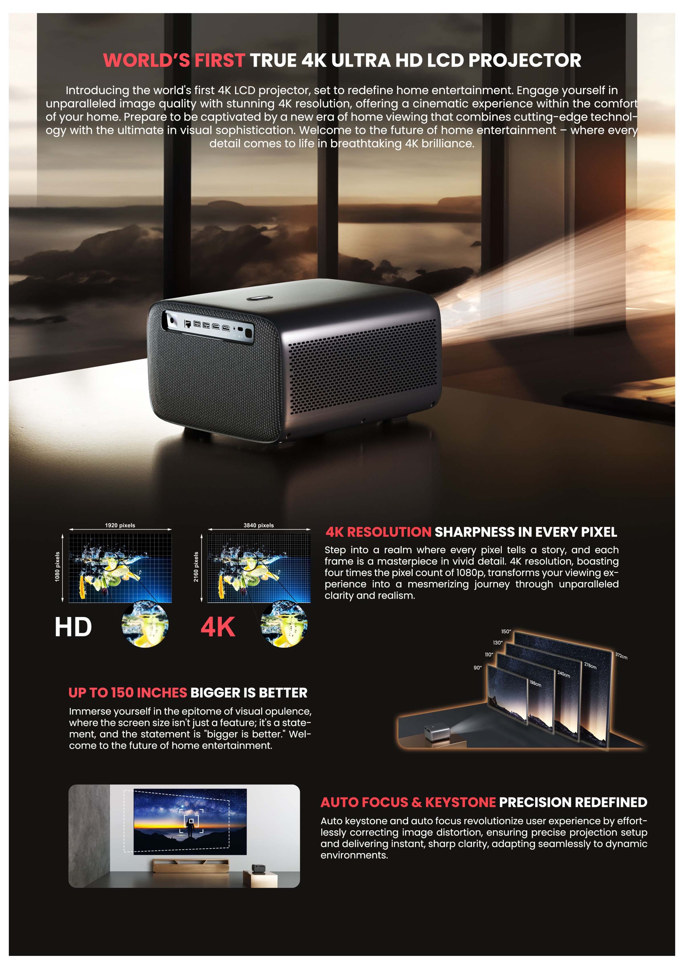 2024 BORSSO ATOM, Android 9, Native 4K IPS 3840*2160p 1600 ANSI, Short – Borsso