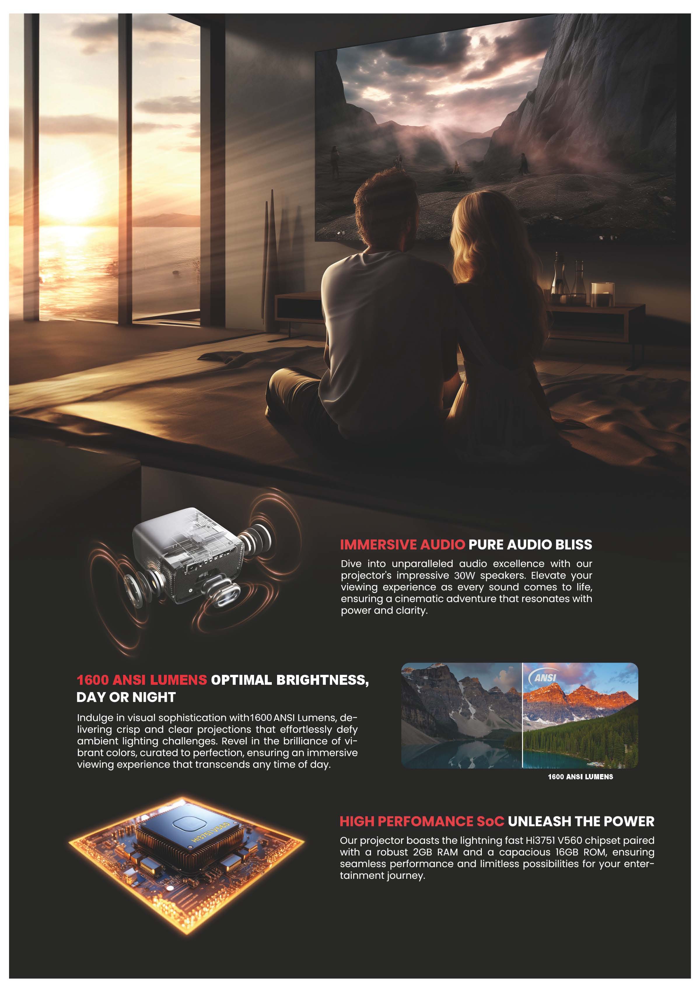 2024 BORSSO ATOM, Android 9, Native 4K IPS 3840*2160p 1600 ANSI, Short – Borsso